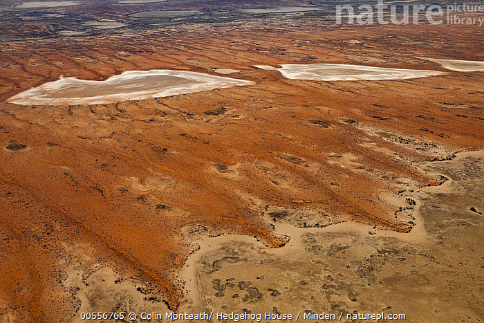 Stock photo of Salt lakes and sand dunes in desert, Sturt Stony Desert ...