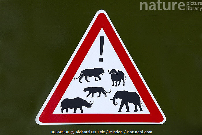 Stock photo of Big five warning sign, KwaZulu-Natal, South Africa ...