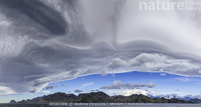 Stock photo of Lenticular cloud formations over coastline, Barff Point ...