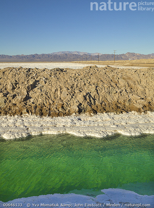 Stock photo of Salt evaporation canal for bleach production, Mojave ...
