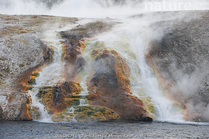Stock photo of Water flowing from hot spring into river, Grand ...