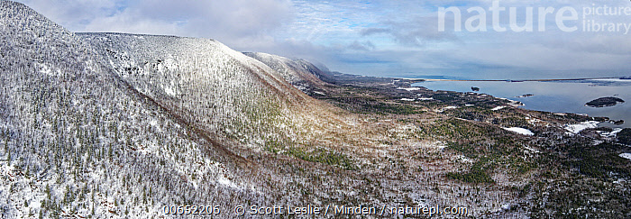 Stock photo of Snow-covered mountains, Cape Breton Highlands National ...