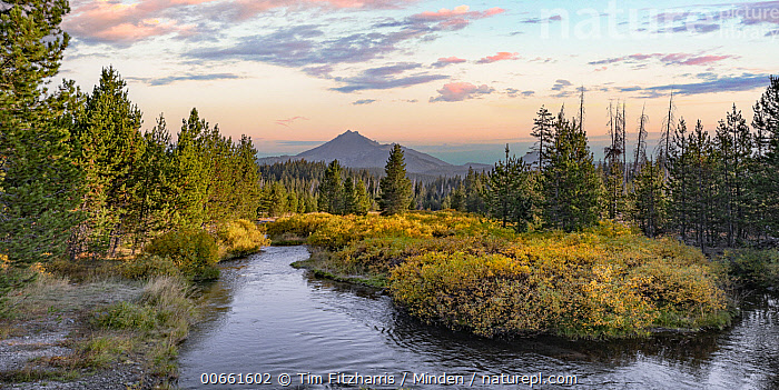 Stock photo of River and Broken Top Mountain, Cascade Lakes National ...