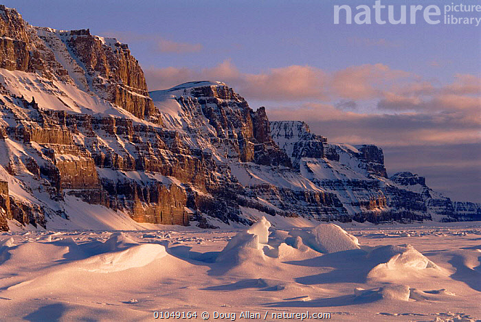 Stock photo of Frozen winter sea ice and cliffs, Admiralty Inlet ...