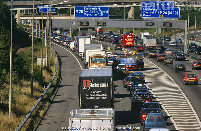 Stock photo of Heavy traffic on M25 motorway during July, summer season ...