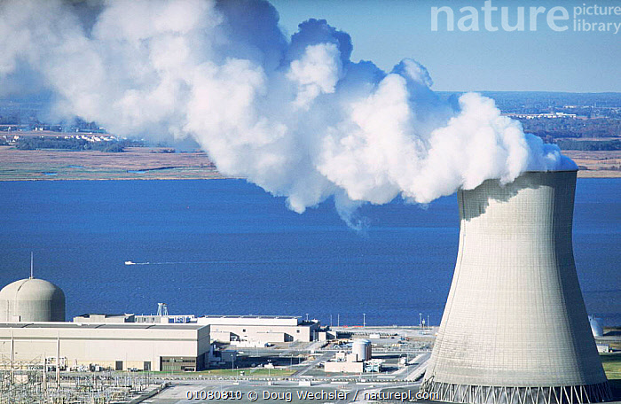 Stock photo of Aerial view of Salem nuclear power plant cooling tower ...