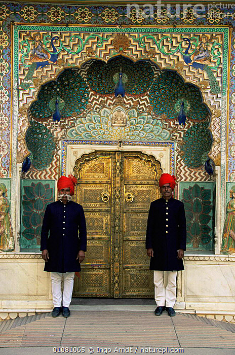 Stock photo of Royal guards standing on duty outside ornate gate to ...