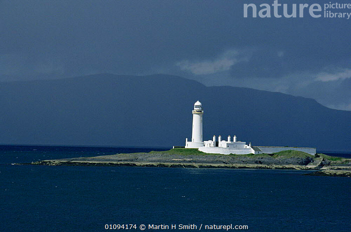 Stock photo of Eilean Musdile lighthouse, Sound of Mull, Scotland, UK ...