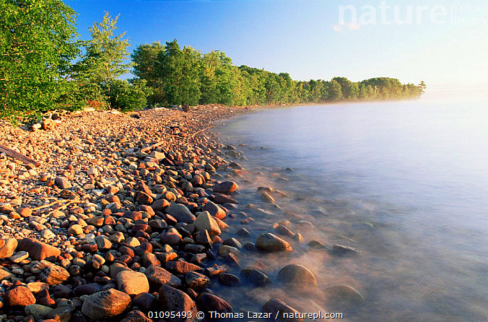 Stock photo of Lake Superior shoreline, Au Train Bay, Pictured Rocks ...