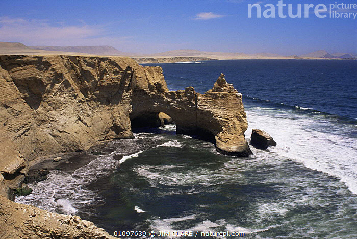 Stock photo of Le Catedral rock formation, Paracas NP, Peru, South ...