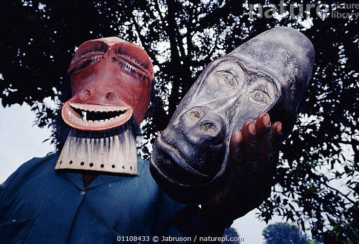 Stock photo of Traditional animistic ceremony with primate masks during ...