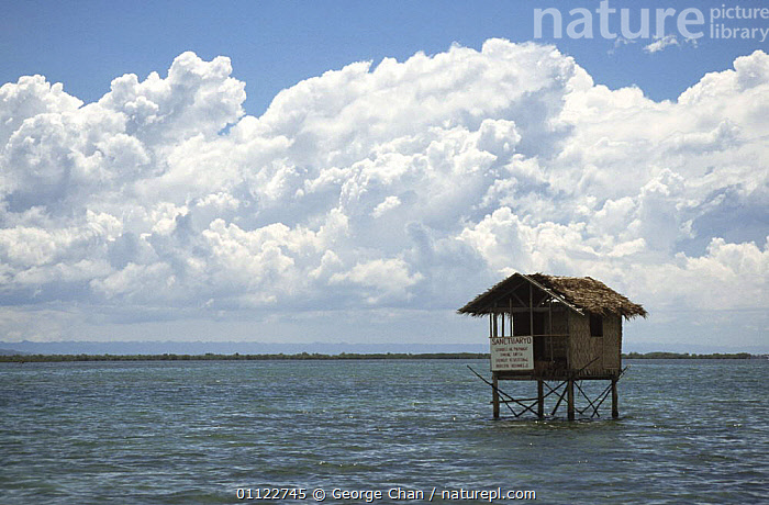 Stock photo of Observatory hut in marine sanctuary, Handumon Is ...