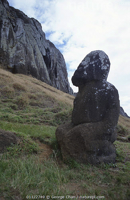Stock photo of Ancient stone statue, Easter Island, Pacific ocean 1999 ...