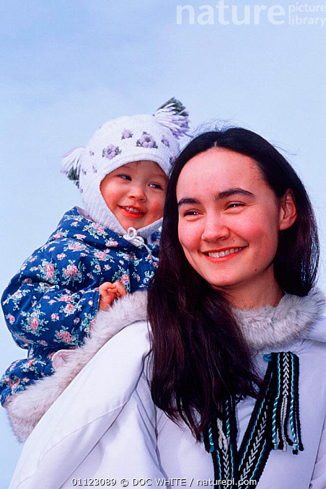 Stock photo of Inuit mother and daughter Canada. Available for sale on ...