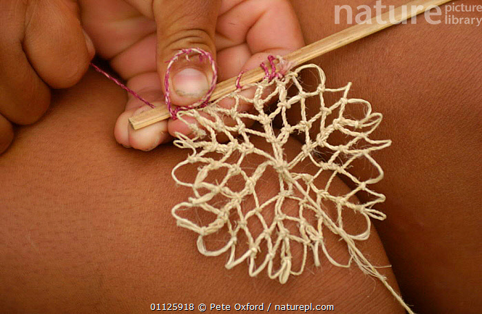 Stock photo of String bag making by Quechua indian, A-angu Community ...