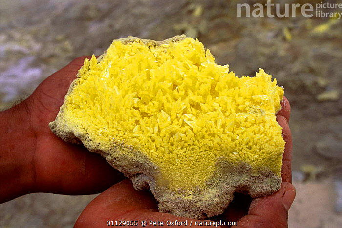 Stock photo of Sulphur crystals from crater of active volcano, Sierra ...