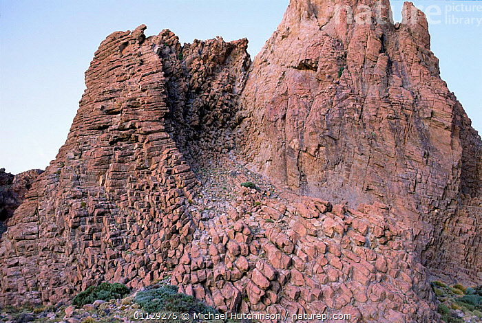 Stock photo of Volcanic basalt log structures on La Catedral rock, El ...