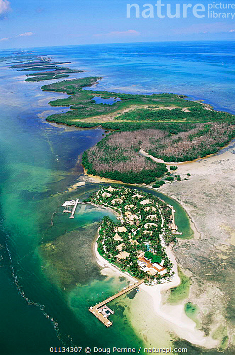Stock photo of Aerial view of exclusive resort at Little Palm Island ...