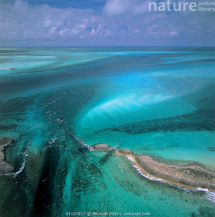 Stock photo of Aerial view of islands in The Bahamas showing water ...