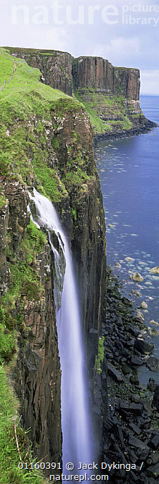 Stock photo of Waterfall on Kilt Rocks falling into The Minch, Isle of ...
