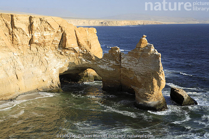 Stock photo of Rock arch on Pacific coast, Paracas National Reserve ...