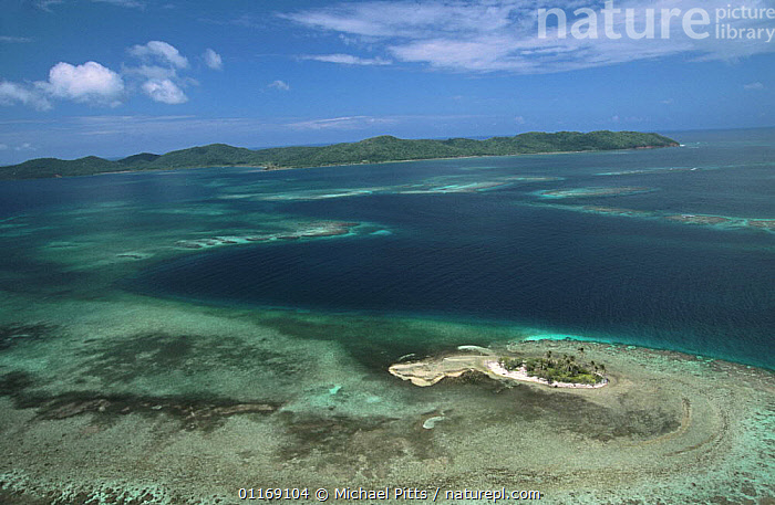 Stock photo of Aerial view of 'The elbow' coral reef, Barbareta Is, Bay ...