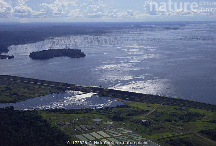 Stock photo of Aerial view of Balbina Hydro electric dam, 2400 sq kms ...