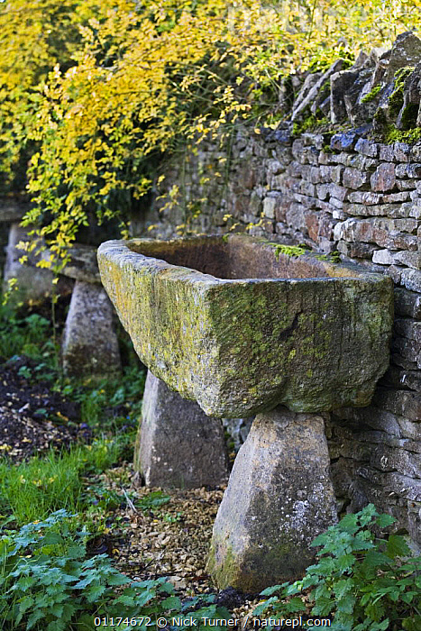 Stock photo of Cotswold Stone trough, Gloucestershire, England ...