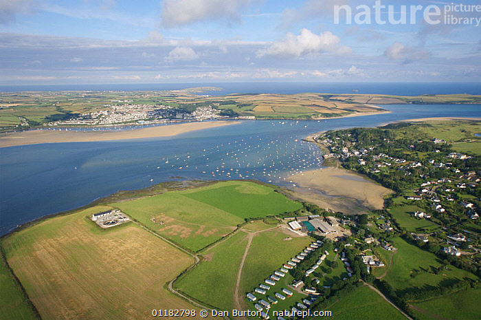 Stock photo of Aerial view of Padstow and river Camel, Cornwall, UK ...