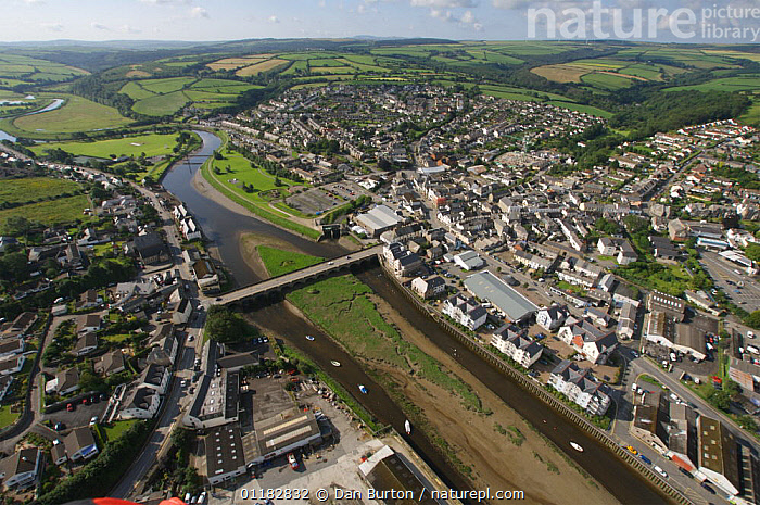 Stock photo of Aerial view of Bridge over River Camel, Wadebridge ...
