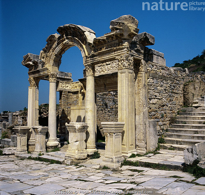 Stock photo of Temple of Hadrian at Ephesus, ancient Greek site, Turkey ...