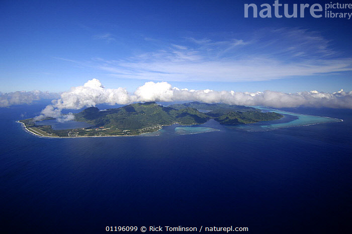 Stock photo of Aerial view of a volcanic island in French Polynesia ...