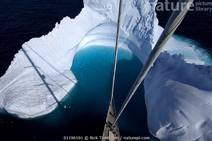 Stock photo of Aerial view, taken from the mast, of SY "Adele"'s bow in ...