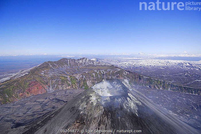 Stock photo of Aerial view of Karymsky volcano, one of the most active ...