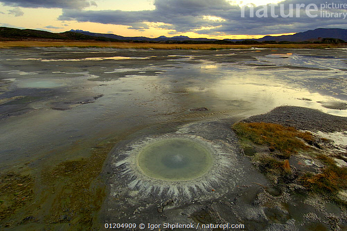 Stock photo of A hot spring ringed by thermophilic bacteria in the vast ...