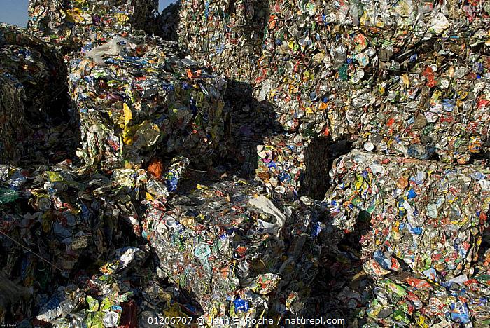 Stock photo of Rubbish (?tin cans) baled up for recycling, Arles ...