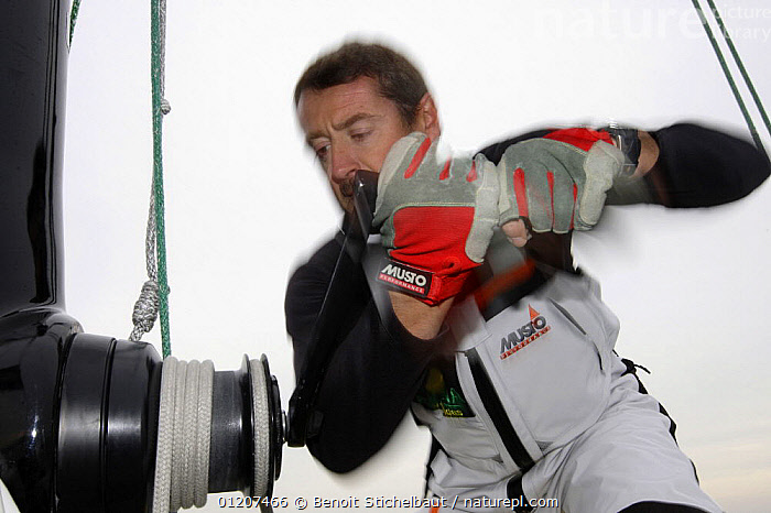 Stock photo of Jean-Philippe Chomette winching aboard 60ft "Akena ...