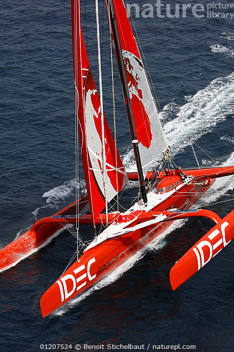 Stock photo of Maxi Trimaran "Idec" under sail, Douarnenez Challenge ...
