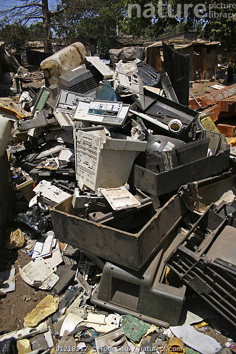 Stock photo of Dump of scrapped electronic equipment, stripped of recyclable parts, The ...