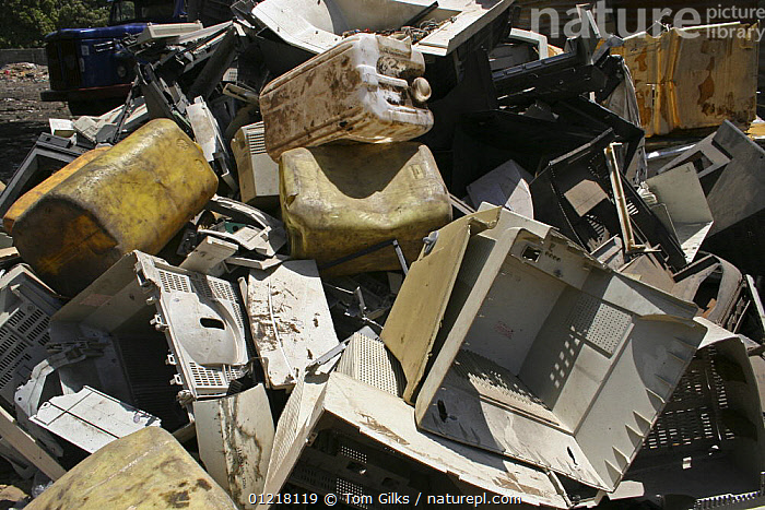 Stock photo of Scrapped computers, electronics and plastic containers ...