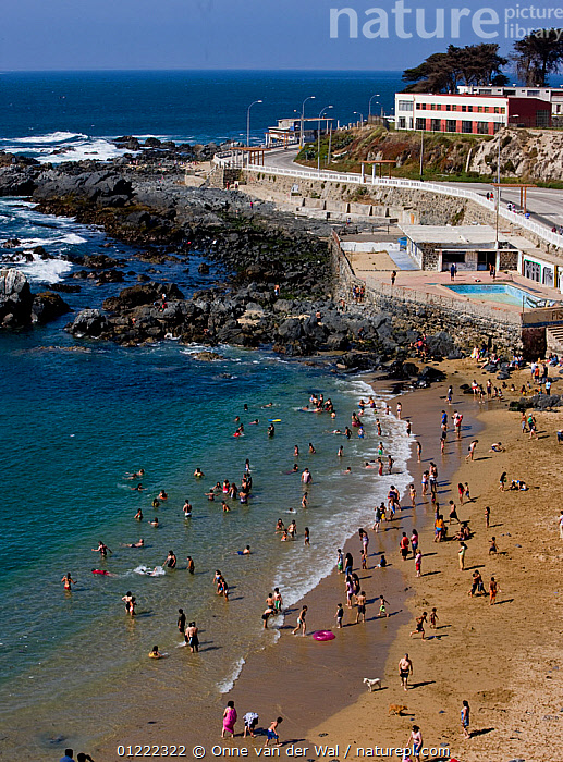 Stock photo of People enjoying the beach in Valparaiso, Chile, 2008 ...