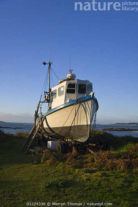 Stock photo of Local fishing boat "Lowena" pulled up behind Old Quay ...