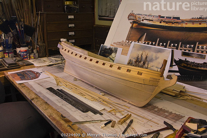 Stock photo of Construction of model HMS "Minerva" (circa 1780) in ...
