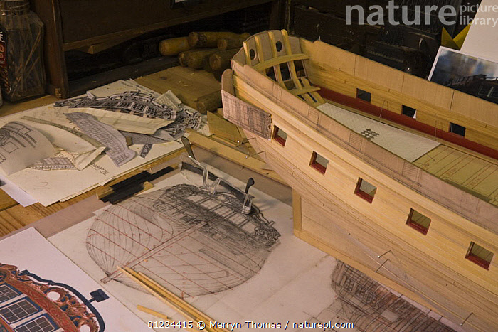 Stock photo of Construction of model HMS "Minerva" (circa 1780) in ...