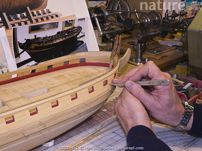 Stock photo of Malcolm Darch working on HMS "Minerva" (circa 1780 ...