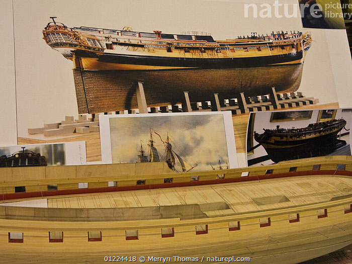 Stock photo of Construction of model HMS "Minerva" (circa 1780) in ...