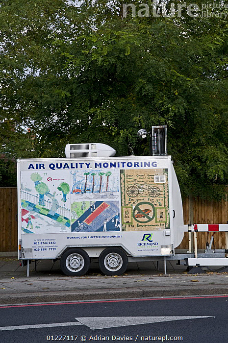 Stock photo of Mobile Air quality monitoring trailer beside a road in ...