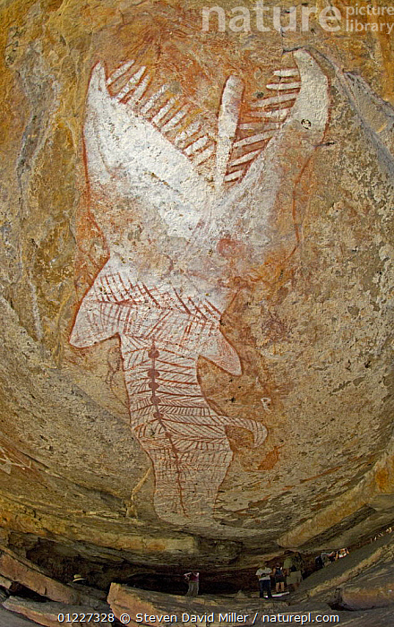 Stock photo of Aboriginal rock art painting of a massive rainbow ...