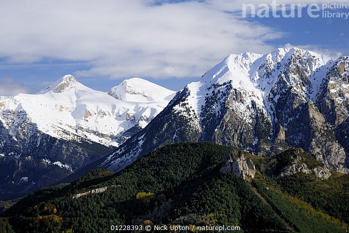 Stock photo of Snow-capped Pyrenees mountains viewed from Revilla ...