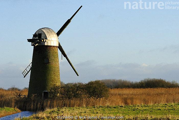 Stock photo of Eelfleet Dyke Mill, a disused wind pump, Heigham Holmes ...